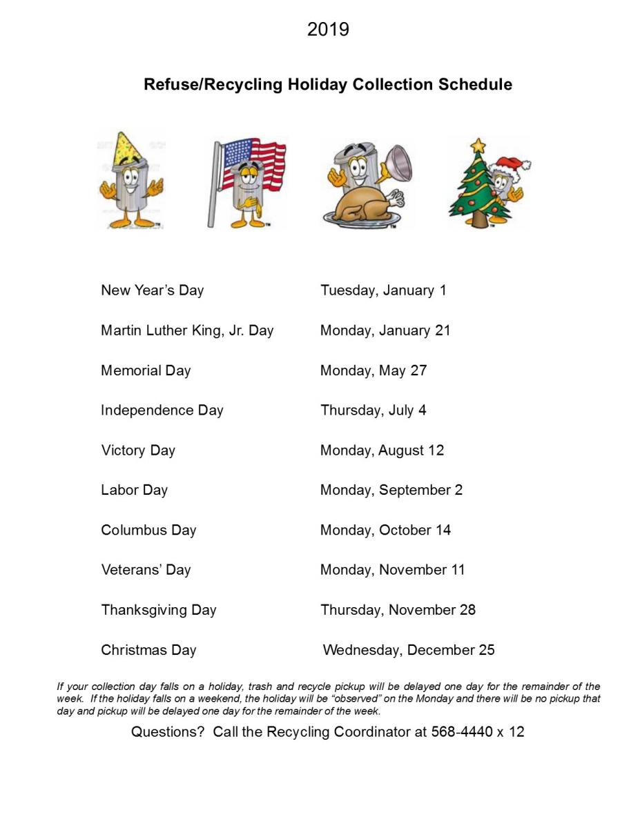 Recycling & Holiday Calendars | Town of Burrillville RI